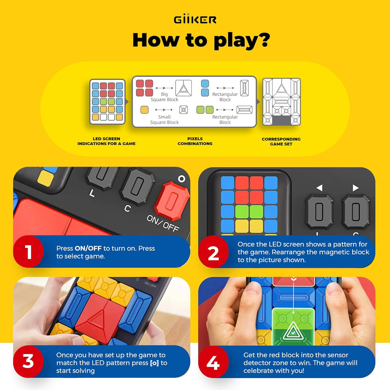 GiiKER Super Slide Puzzle Game With 500 Levels and FREE Travel Bag (6 ...